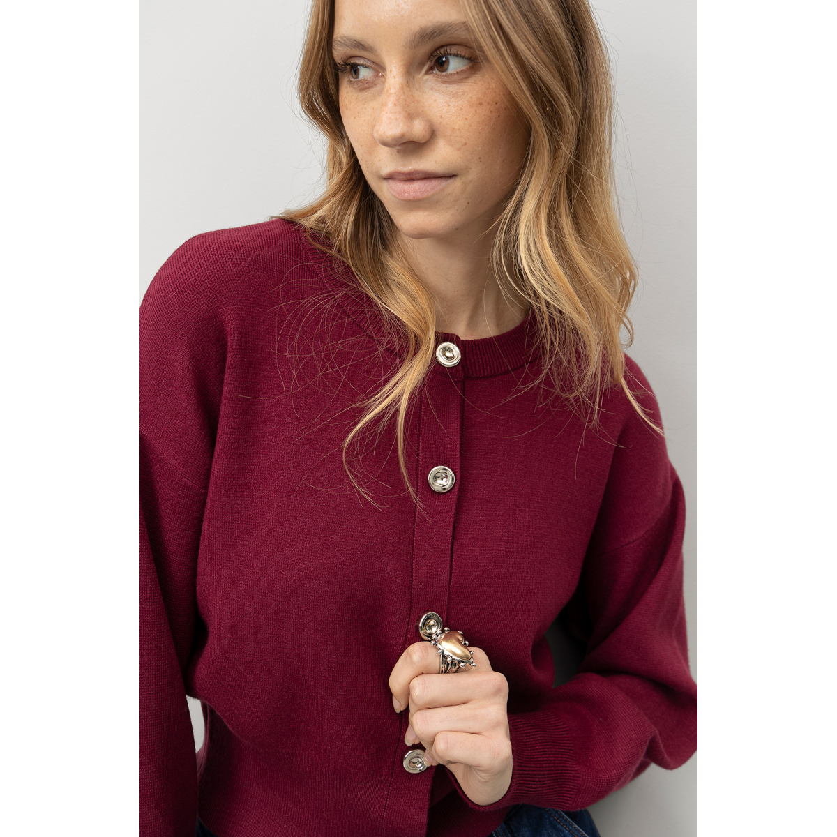 Red Knit Cardigan - 71013215_561 - Vilanova