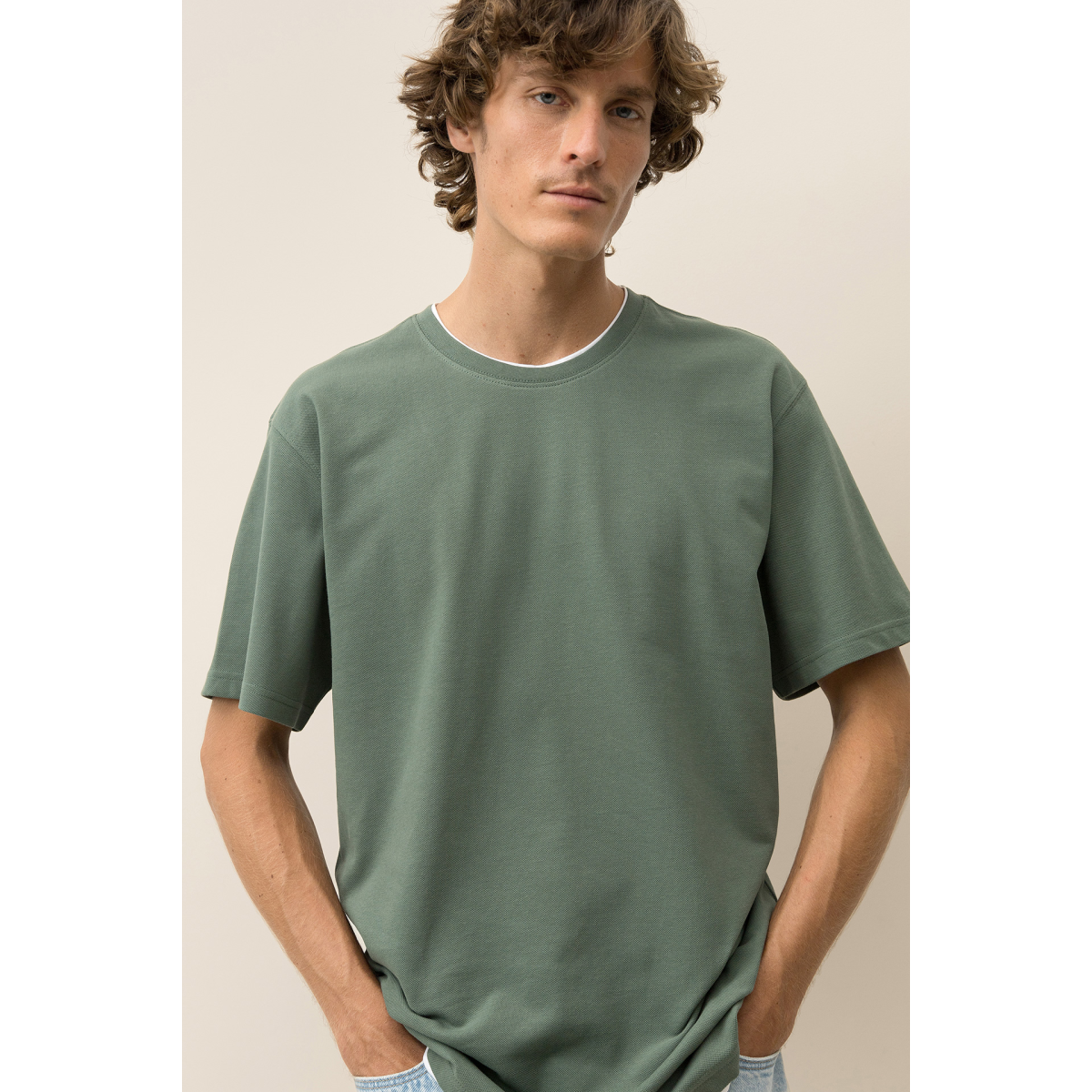 Combined Piqué Knit T-shirt - 71011974_816 - Vilanova